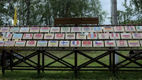 Colorful flags of different countries in... | Stock Video | Pond5