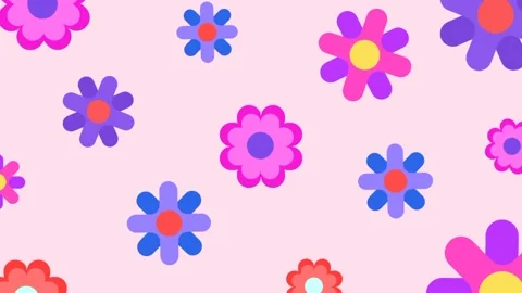 colorful flower animation on pink backgr... | Stock Video | Pond5