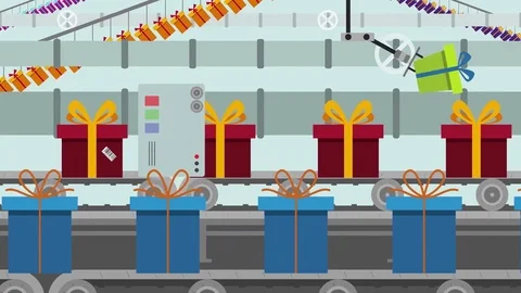 Colorful Gift Boxes on a Factory Conveyo... | Stock Video | Pond5