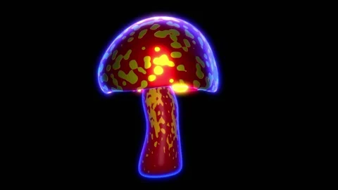 Colorful glowing mushroom rotating slowl... | Stock Video | Pond5