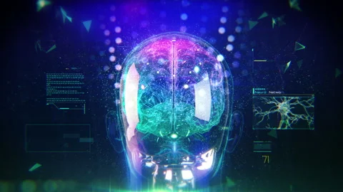 Colorful Human Brain animation with info... | Stock Video | Pond5