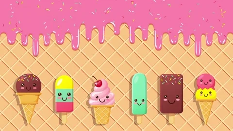 colorful ice cream animation,wafer and c... | Stock Video | Pond5
