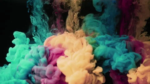 colorful ink falling into water and expl... | Stock Video | Pond5