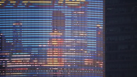 Colorful LED illumination screen on Shan... | Stock Video | Pond5