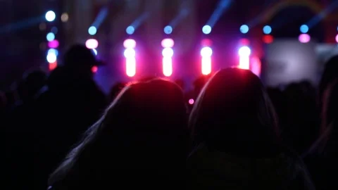 Colorful lights of concert stage flares ... | Stock Video | Pond5