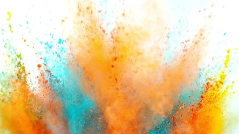 Colorful powder exploding on white backg... | Stock Video | Pond5