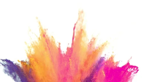 Colorful powder exploding on white backg... | Stock Video | Pond5