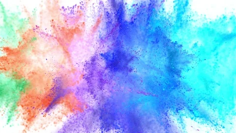 Colorful powder exploding on white backg... | Stock Video | Pond5
