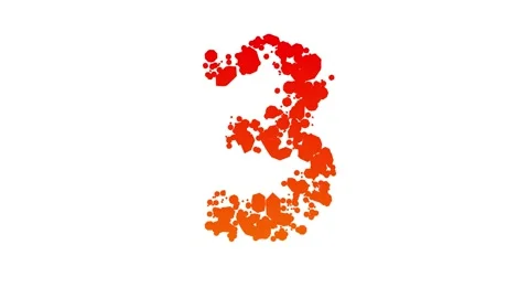 colorful red and orange number 3, paint ... | Stock Video | Pond5