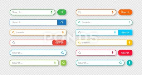 Colorful search bar templates. Internet browser engine with search box ...