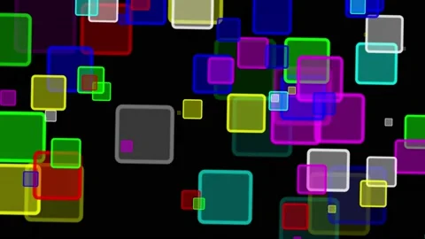 Colorful square shapes on a black backgr... | Stock Video | Pond5