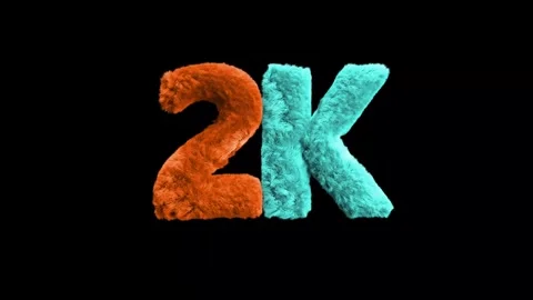 Colorful text 2K, 3D animated font, fluf... | Stock Video | Pond5