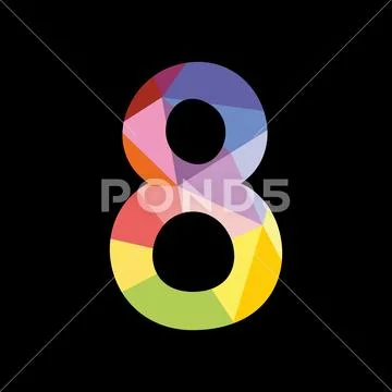 Colorful vector number 8 isolated on black background Illustration ...