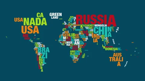 Colorful word cloud of world map in 4k r... | Stock Video | Pond5
