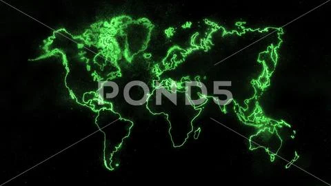 Colorful WorldMapon dark background, GreenGlowing World Map: Graphic ...
