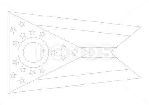Coloring A3 Vector Flag of Ohio, USA, Isolated on White Background ...