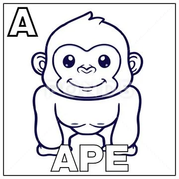 Coloring book for children. Alphabet a ape. Vector illustration ...