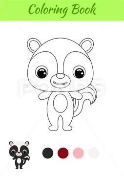 Coloring book little baby skunk. Coloring page for kids. Educational ...