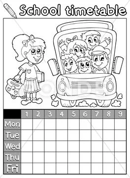 Coloring book school timetable - illustration.: Royalty Free #42916046