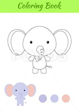 Coloring page happy little baby elephant. Coloring book for kids ...