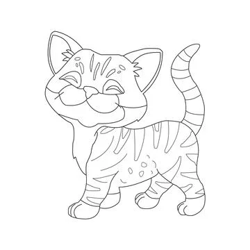 Cat Outline For Coloring Coloring Page Outline Of Cartoon Cat With Toy