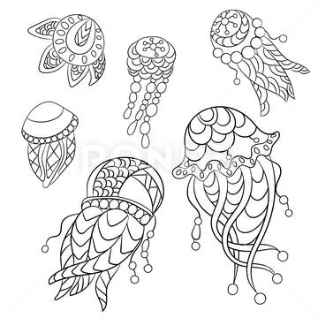 Coloring pages in vector graphic illustration for children and adults ...