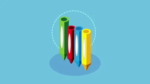 colors crayons school supply animation | Stock Video | Pond5