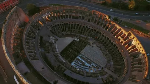 Colosseum Rome Italy. Aerial Roman Coliseum On Sunrise. ~ Stock Video ...