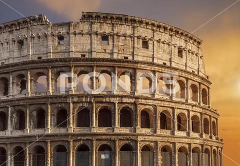 Photograph: Colosseum (Colosseo) in Rome, Italy during sunset #79408732