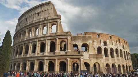 Colosseum front view, tourists walking a... | Stock Video | Pond5