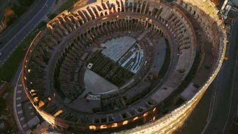 Colosseum Rome Italy. Aerial Roman Coliseum On Sunrise. ~ Stock Video ...