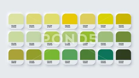 Colour Palette Catalog Samples Yellow and Green in RGB HEX. Neomorphism ...