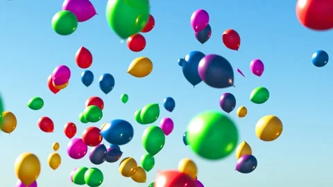 Colourful balloons floating in the blue ... | Stock Video | Pond5