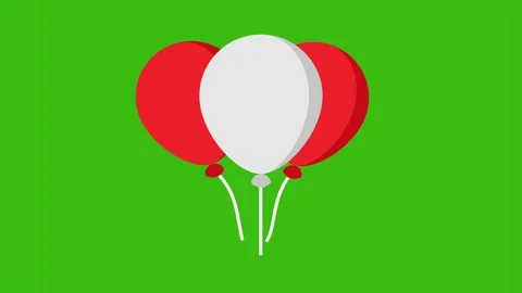 Colourful balloons fly animation on gree... | Stock Video | Pond5