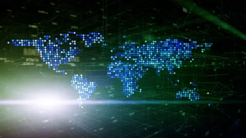 Colourful business network with world ma... | Stock Video | Pond5