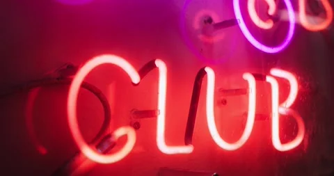 Colourful Neon Light Front Of Night Club... | Stock Video | Pond5