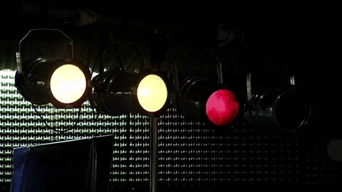 Colourful Spotlights Hanging on a Rig on... | Stock Video | Pond5
