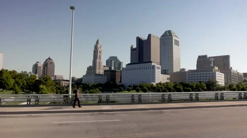 Columbus, Ohio skyline with people walki... | Stock Video | Pond5