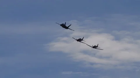 Combat aircraft in formation with two tu... | Stock Video | Pond5