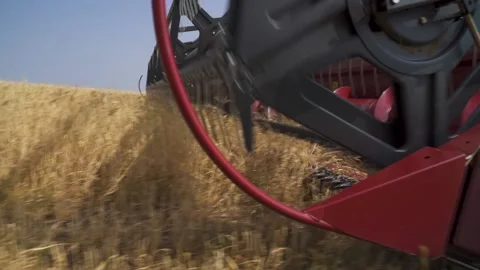 Combine harvester with cutter platform a... | Stock Video | Pond5