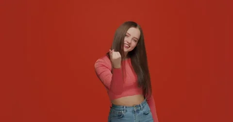 Come here gesture. Beautiful young girl ... | Stock Video | Pond5