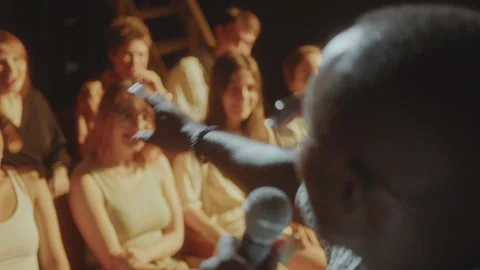 Comedian Performing Stand-Up Show in fro... | Stock Video | Pond5