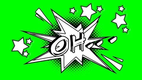 Comic animated word oh. Green screen | Stock Video | Pond5