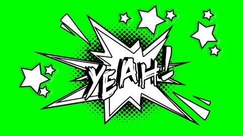 Comic animated word yeah. Green screen | Stock Video | Pond5