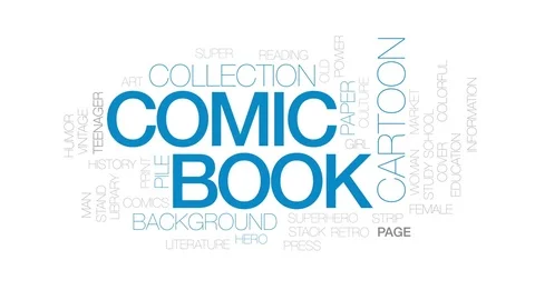 Comic book animated word cloud, text des... | Stock Video | Pond5