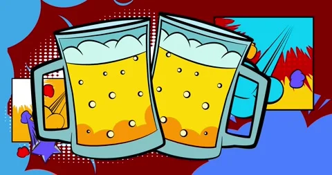 Comic Book Beer glass animation | Stock Video | Pond5