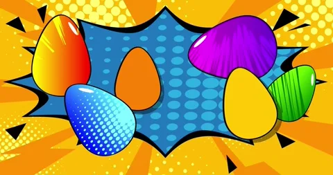 Comic book easter eggs background animat... | Stock Video | Pond5