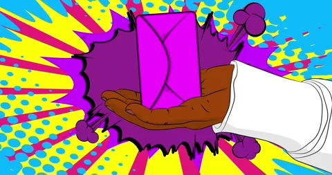 Comic Book hand with Letter Envelope ani... | Stock Video | Pond5