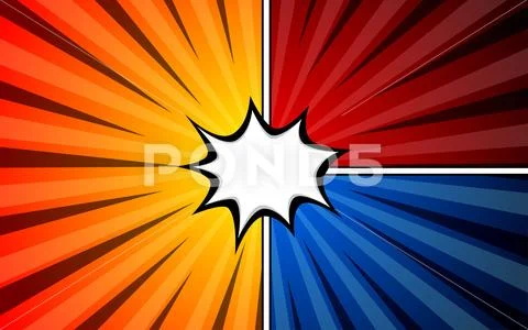 Comic book page background with radial, halftone and rays effects in ...