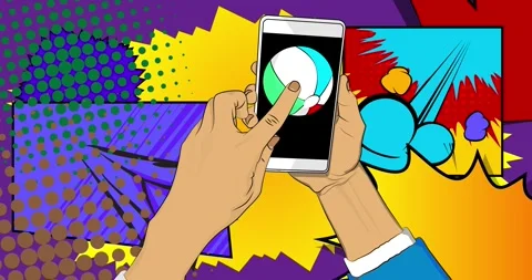 Comic book phone with beach ball video | Stock Video | Pond5